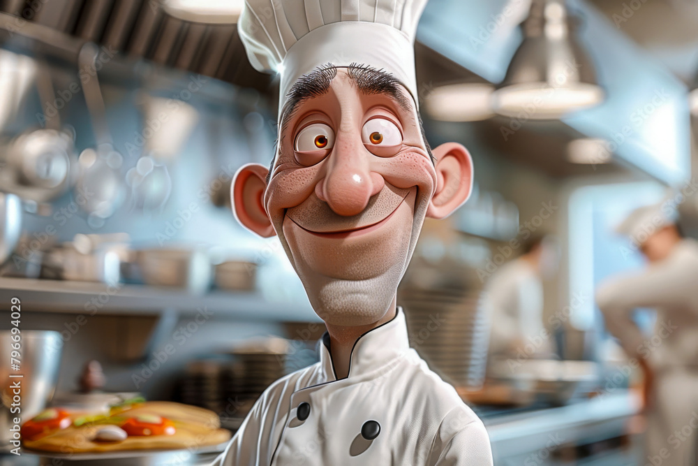 Cartoon Caricature of a Male Chef. Generated Image. A digital ...