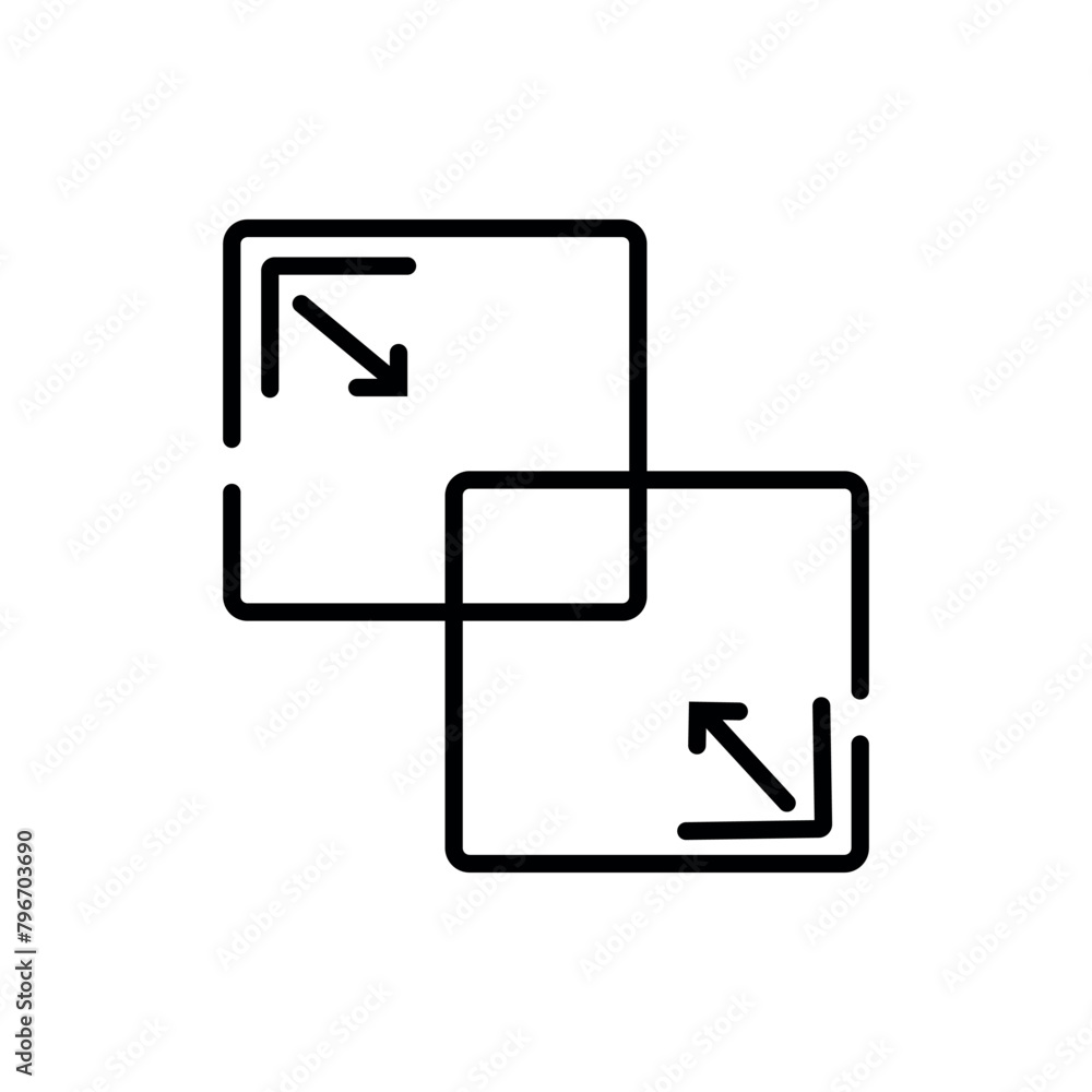 Merge outline icon vector, merge line icon vector flat trendy style illustration isolated on ...