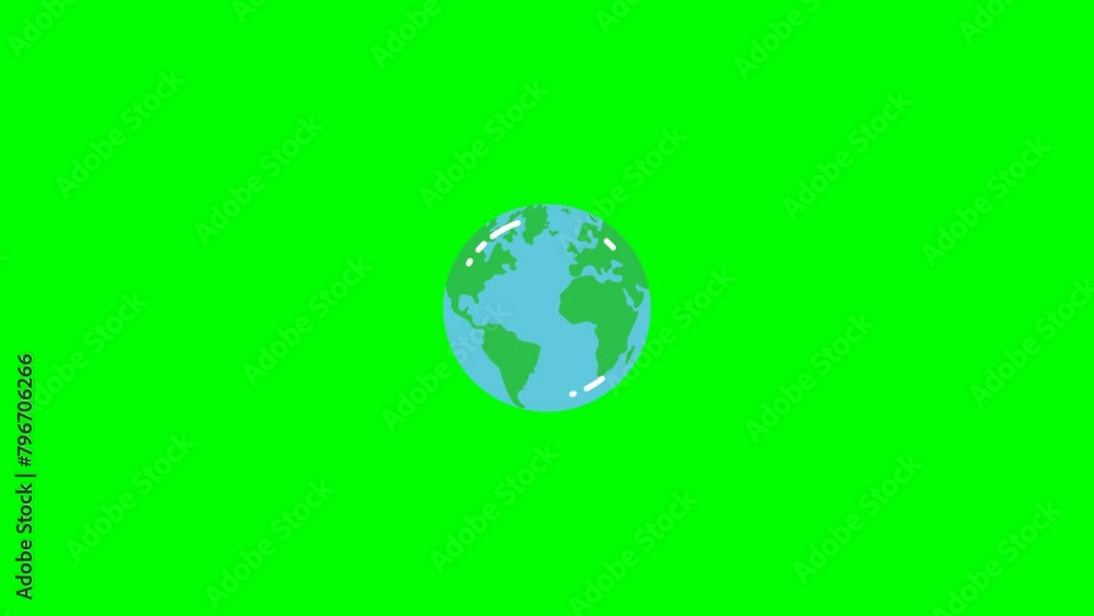 Cartoon planet Earth 2d animation icon on a green. Earth Day or ...