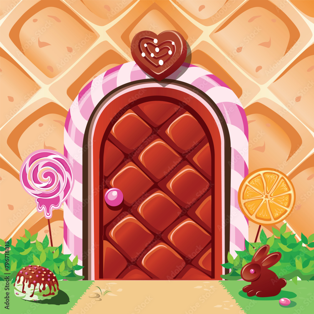 Sweet door to candy land. Sweet door with caramel edging and lollipops ...