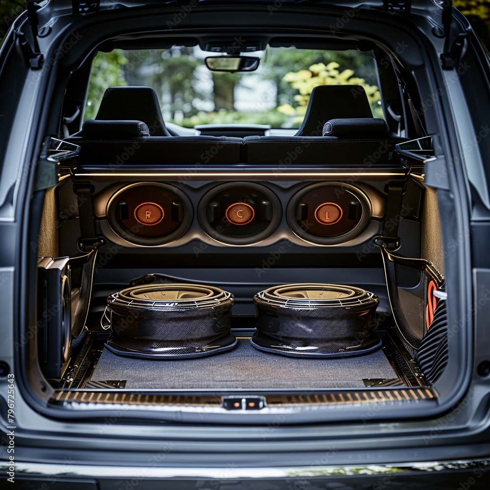 Installation of a custom subwoofer in a car trunk, focus on power and ...