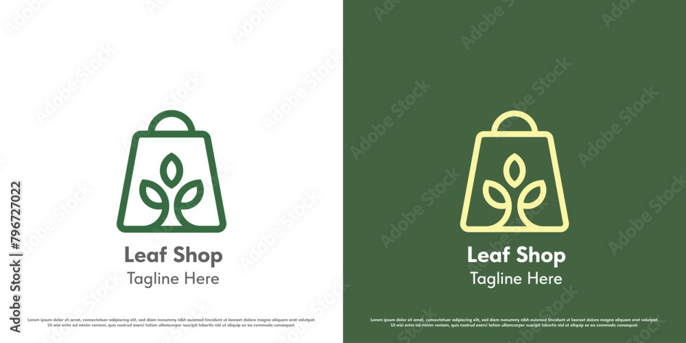 Plant shop logo icon illustration. Line silhouette of plant leaves ...