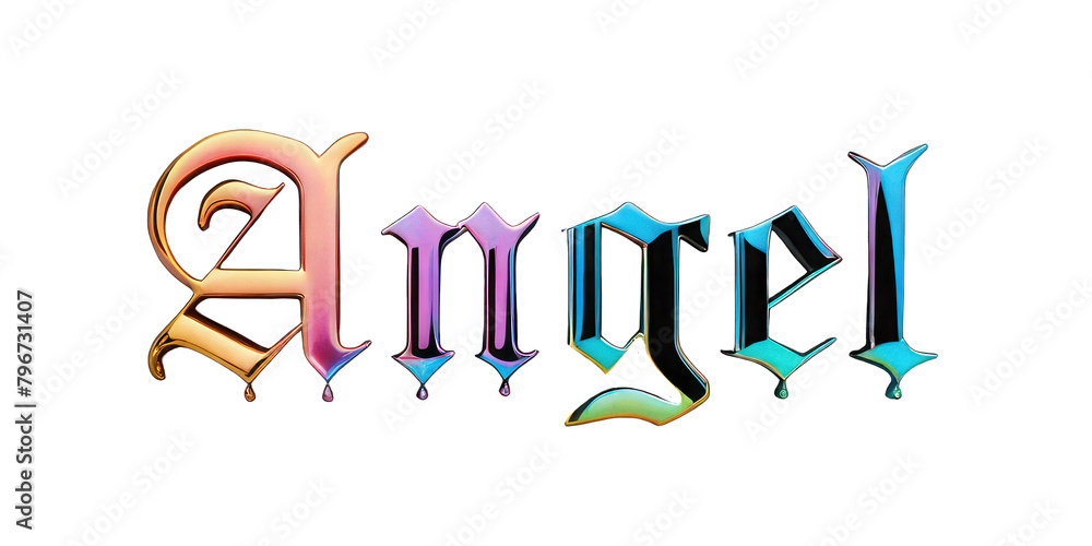 PNG volumetric element on a transparent background, inscription angel ...