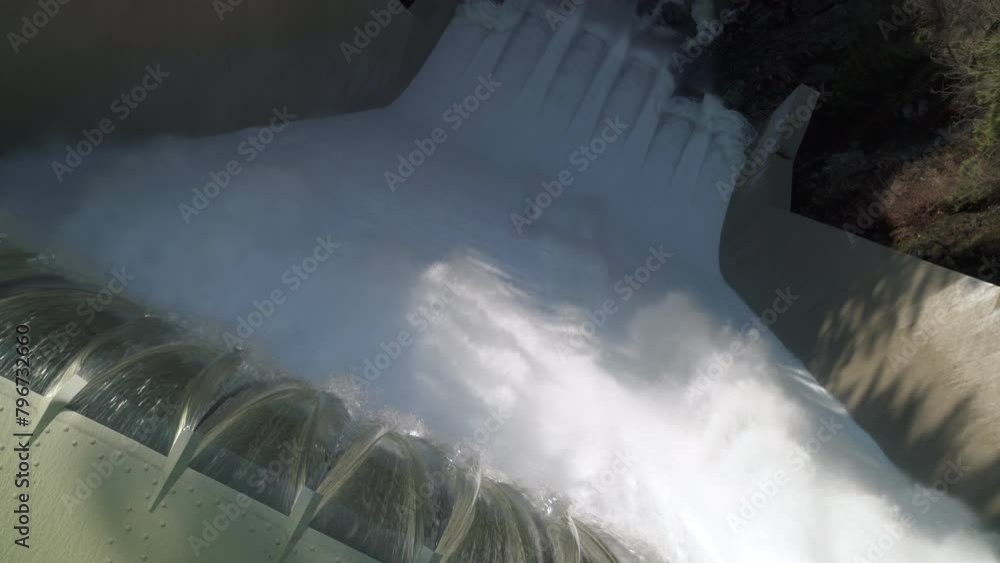 Cleveland Dam Spillway High Angle 4K UHD. Looking down the spillway of ...