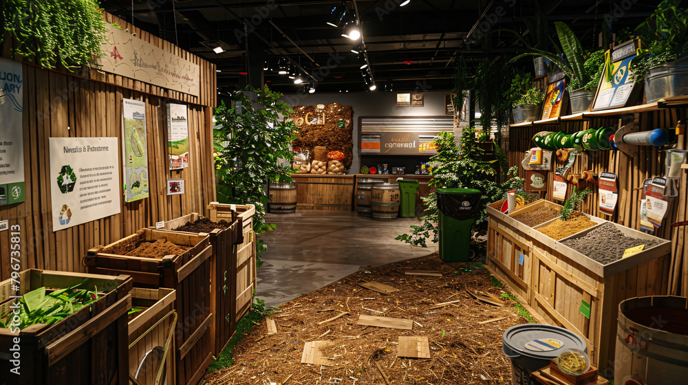 An educational exhibit demonstrating the cycle of reduce, reuse ...