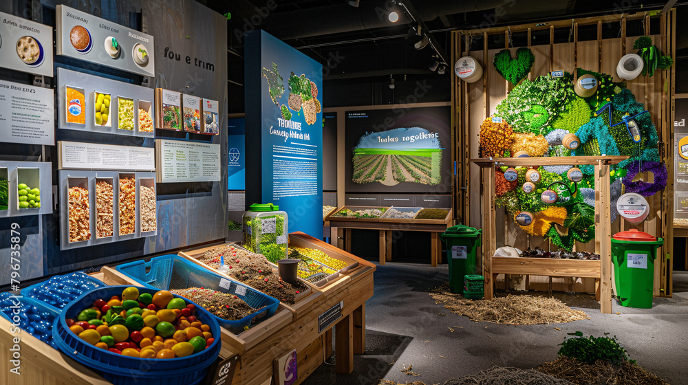 An educational exhibit demonstrating the cycle of reduce, reuse ...