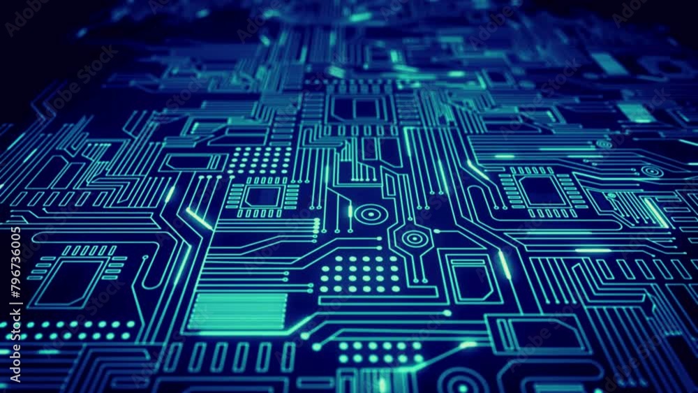 Circuit Board Background - Copy Space, Blue- Loopable Animation - Computer, Data, Technology ...