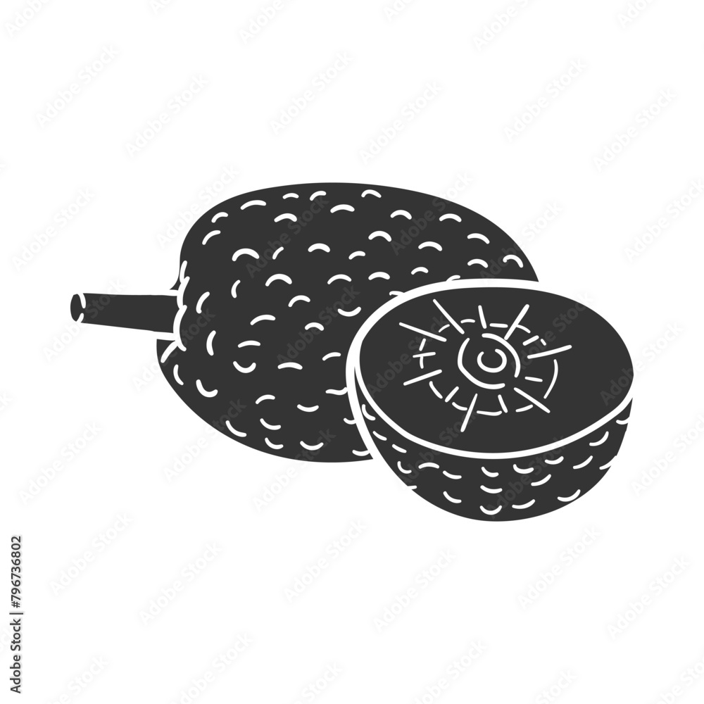Breadfruit Icon Silhouette Illustration. Tropical Fruits Vector Graphic Pictogram Symbol Clip ...