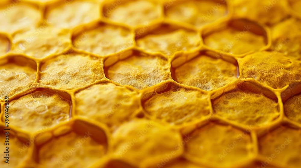 The naturally occurring hexagonal shapes of a honeycomb showcasing a ...