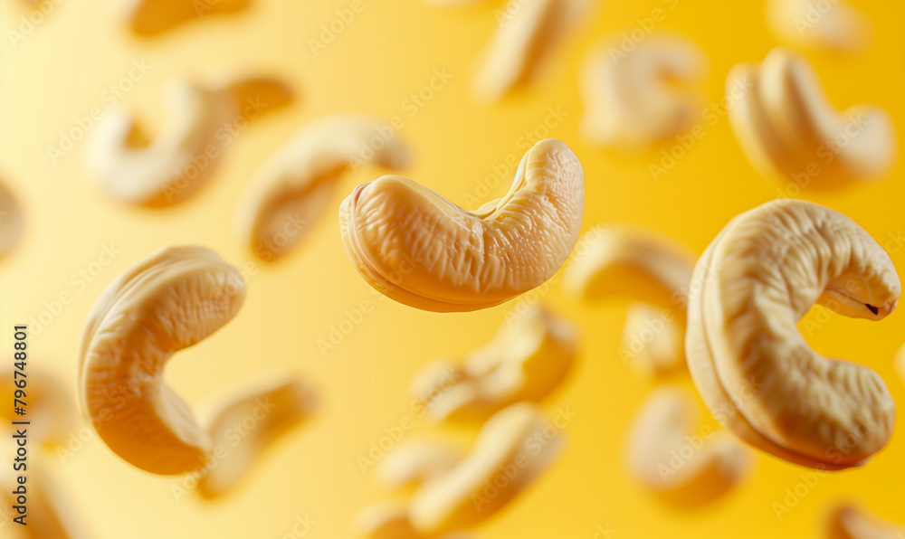 Cashew nuts explosion splash or falling in realistic closeup for ...