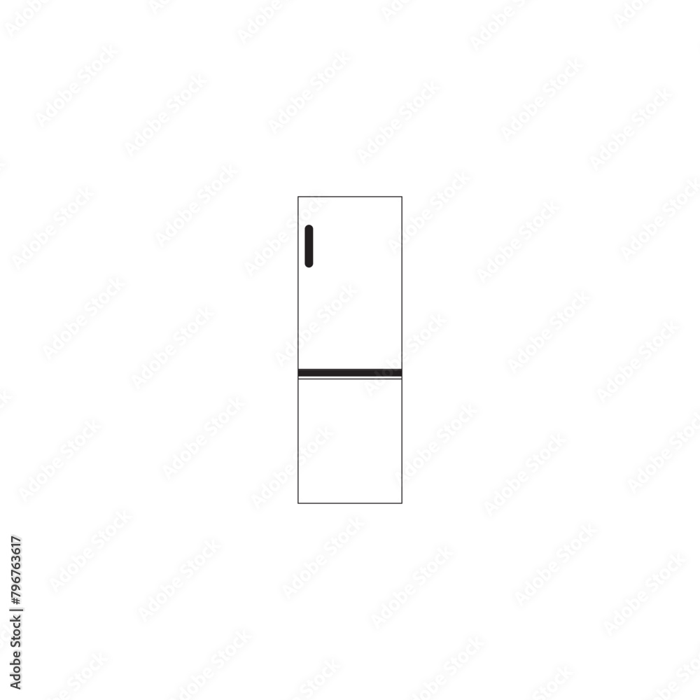 Double door fridge icon. Refrigerator line art vector. Refrigerator icon or clipart. Outline ...