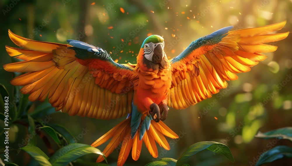 Animated clipart of a parrot flapping its wings adding vibrant color to ...