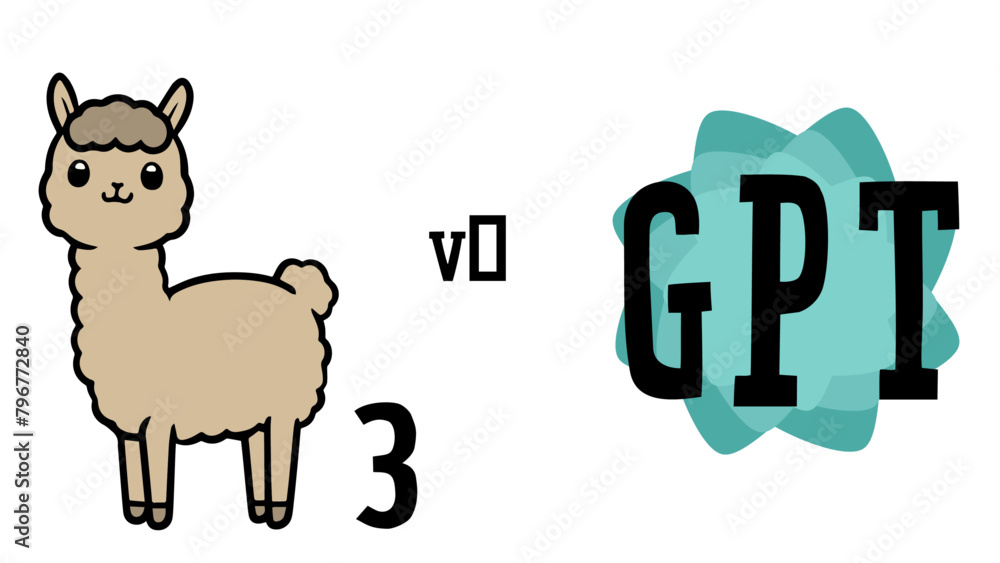 Llama 3 vs GPT vector icons, large language model capabilities Stock ...