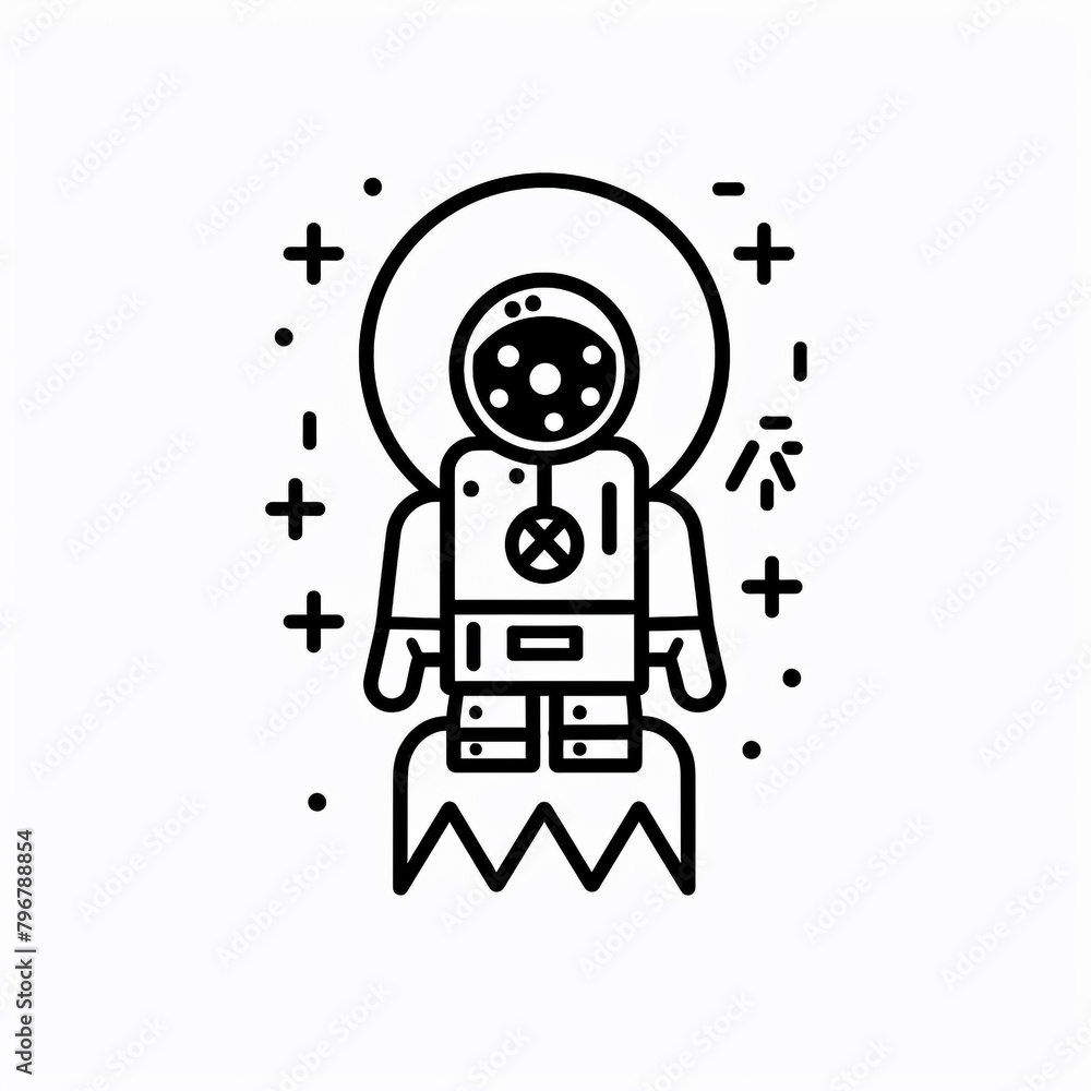 Outline icon of space exploration. Minimal black line. Isolated on ...