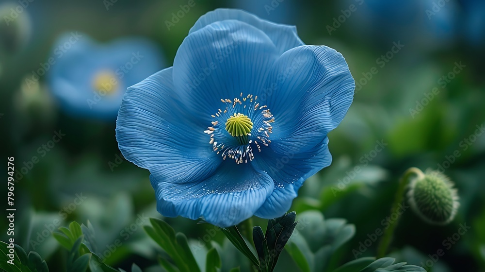 Create a composition featuring the Blue Himalayan Poppy, known for its ...