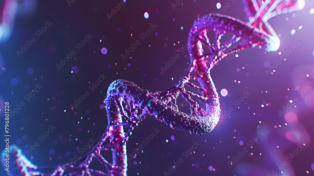 3D DNA strand with genetic ethics. Working in a genetic research ...