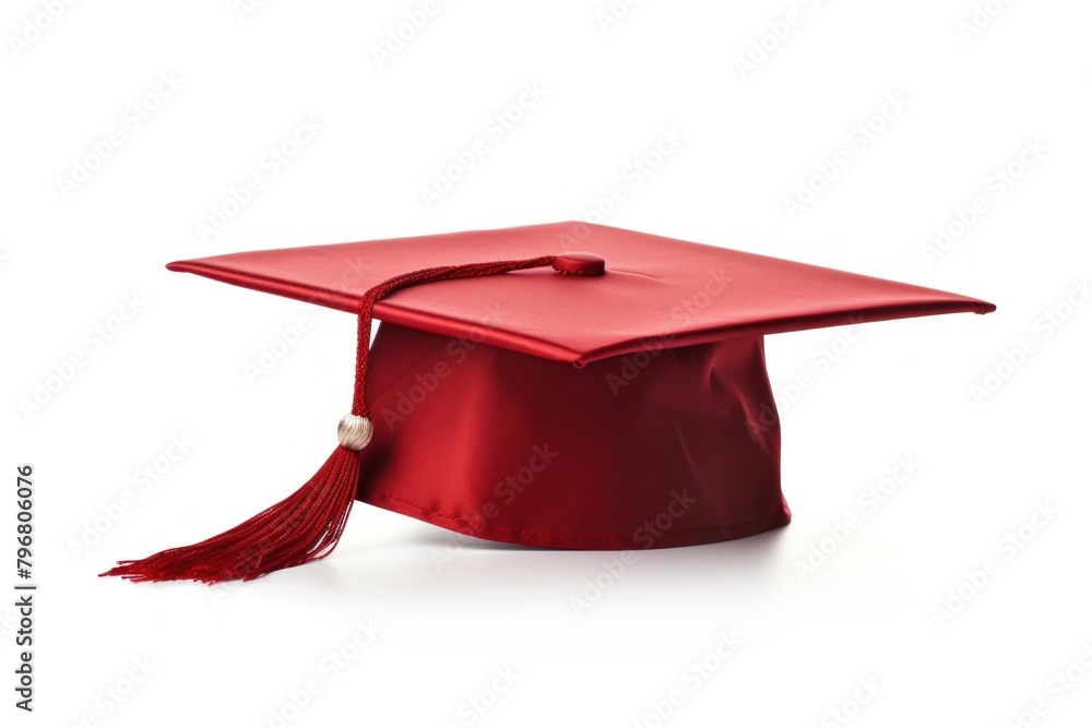 Graduation cap maroon white background intelligence. Stock Photo ...