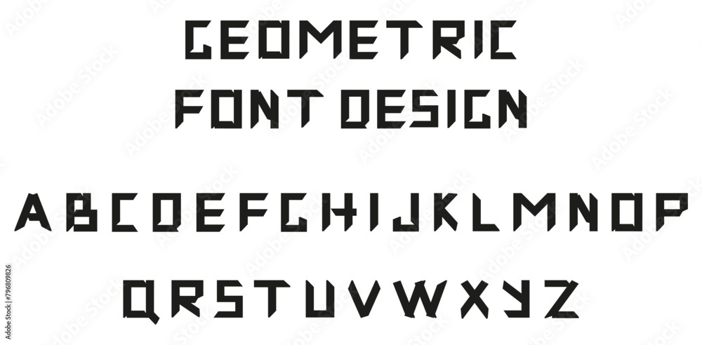 Geometric Font Design isolated white background. Hand Drawn black ...