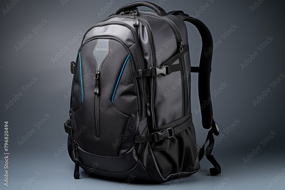 an image blank backpack, meticulously styled and photographed against a ...