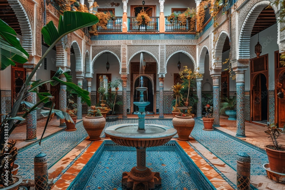 Moroccan riad , reflecting the distinctive architecture of North Africa ...