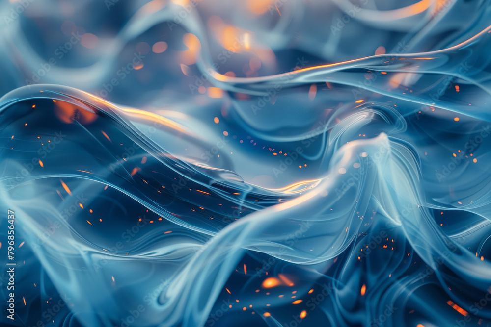 Create a dynamic abstract scene with overlapping layers of transparent ...