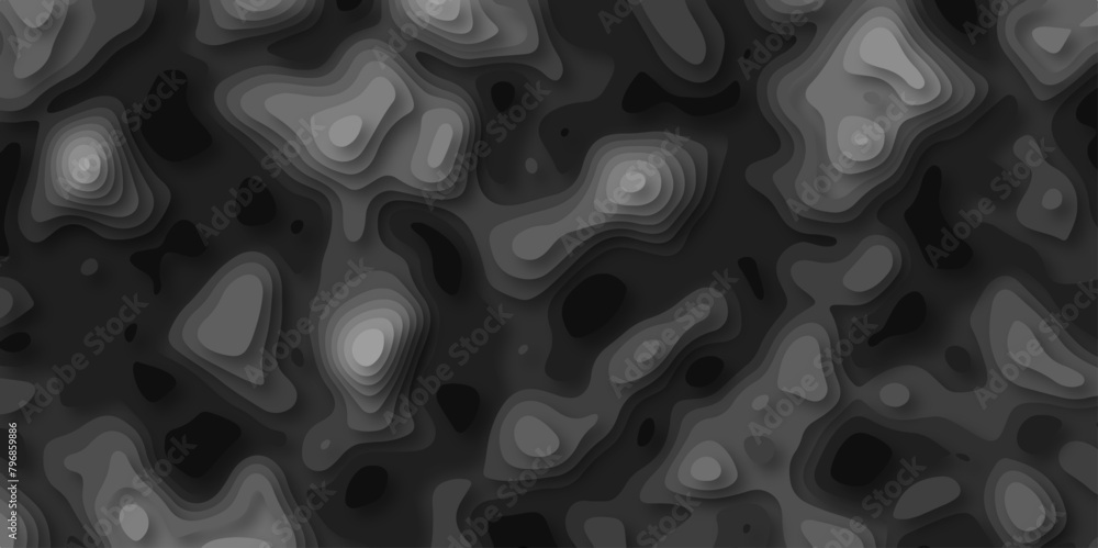 3D Stylized topographic contour map. Geography scheme and terrain ...