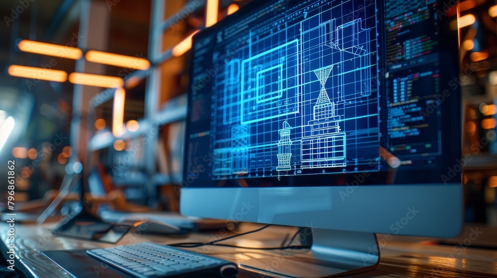 Grid Lines: An image of a computer monitor displaying a 3D modeling ...