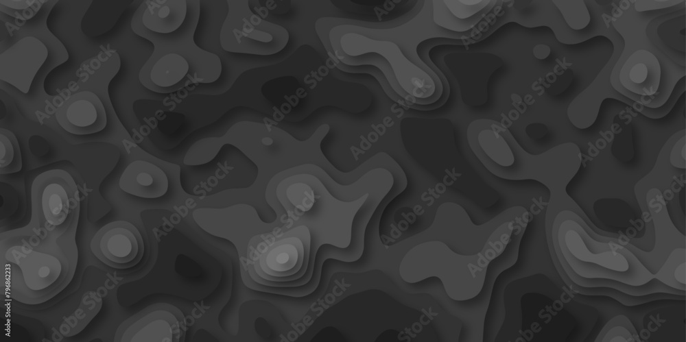 3D Stylized topographic contour map. Geography scheme and terrain ...