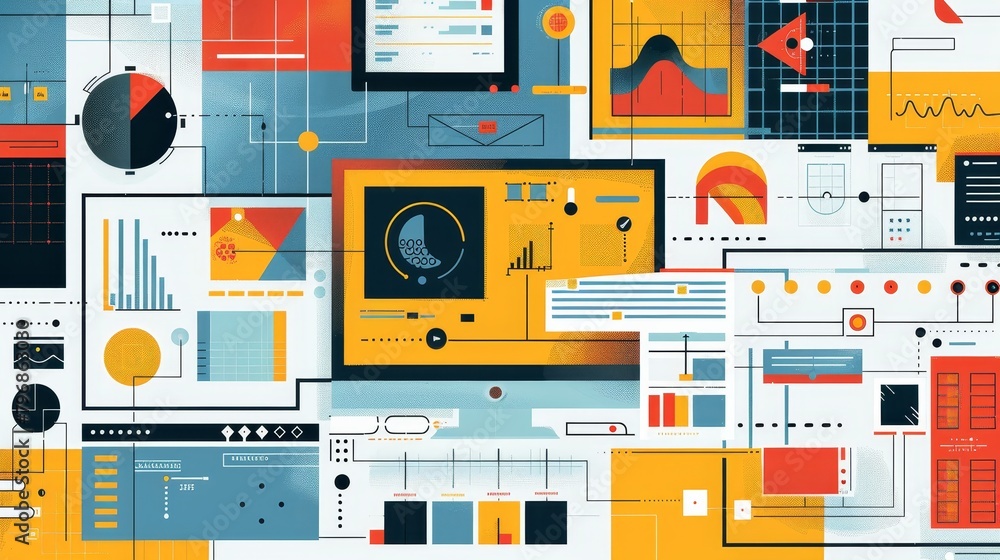 Grid System: A vector illustration showing a grid overlay on a webpage ...