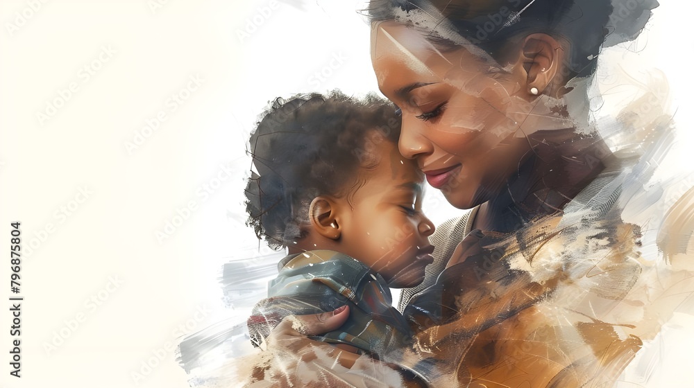 Portrait of young mother and son against white background, Portrait of ...