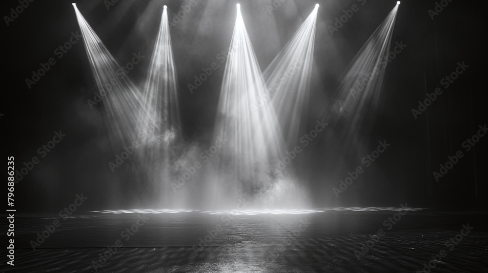 Empty stage with monochromatic colors and lighting design ...