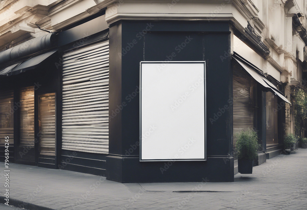 White Blank store signage or poster banner for blank mock up Empty ...