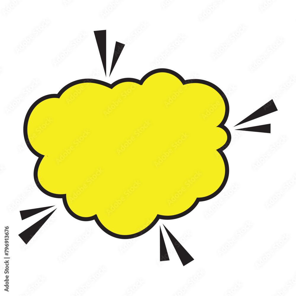 Yellow Boom comic explosion. Speech bubble. White background. Stock ...