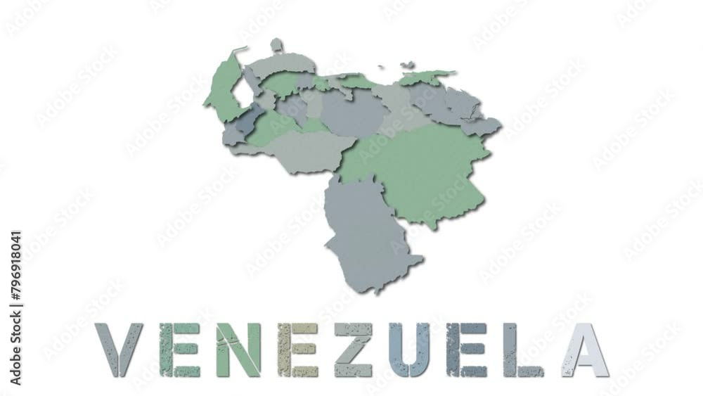 Venezuela map with paper regions. Animated country map growing from ...