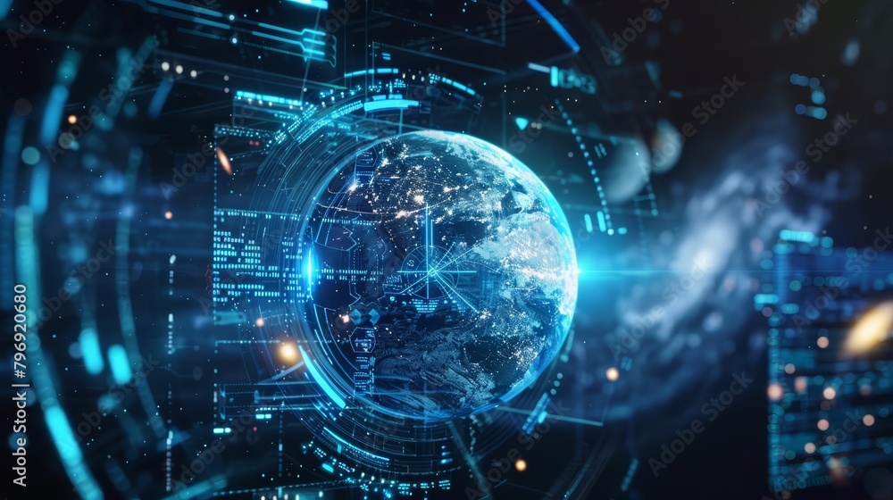 A globe at a space station serves as a central database ...