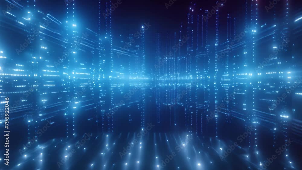 Abstract technology background with binary code. Digital data transfer concept. 3D Rendering ...