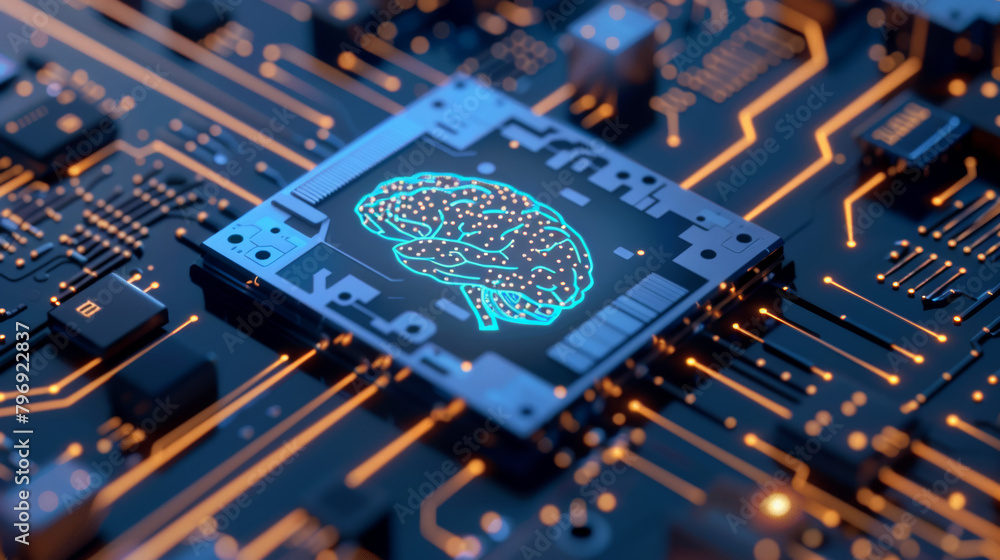 Foto de AI Brain Chip touchpad. Artificial Intelligence brain cpu human ...