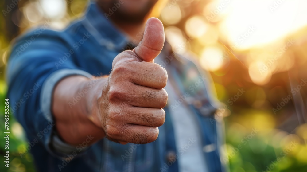 Use the thumbs-up hand gesture to signify approval and provide positive ...