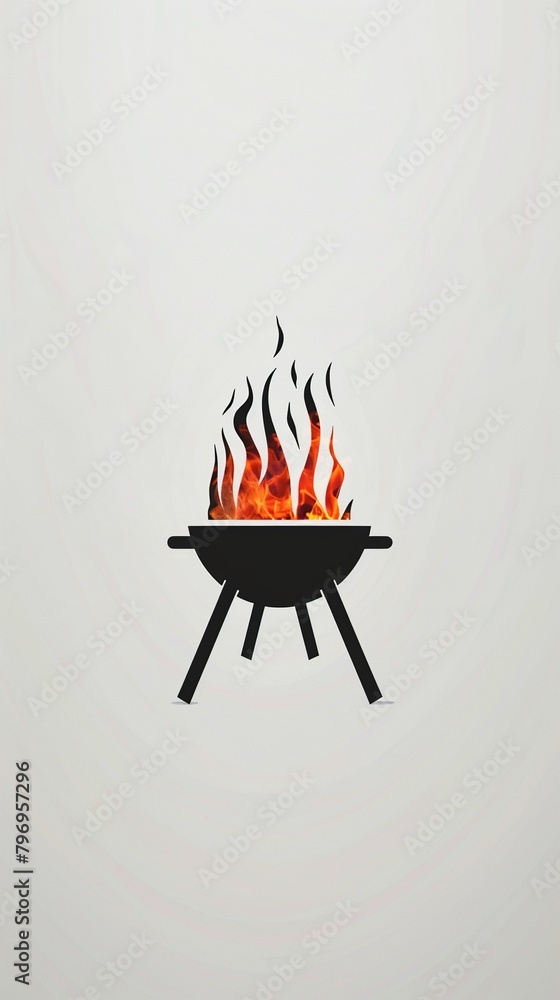 Imagine a stylish and crisp 2D graphic of a grill line icon, conveying ...