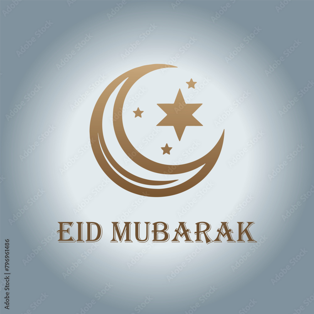 Vetor de A stylized crescent moon and star logo, EID Mubarak logo, eid ...