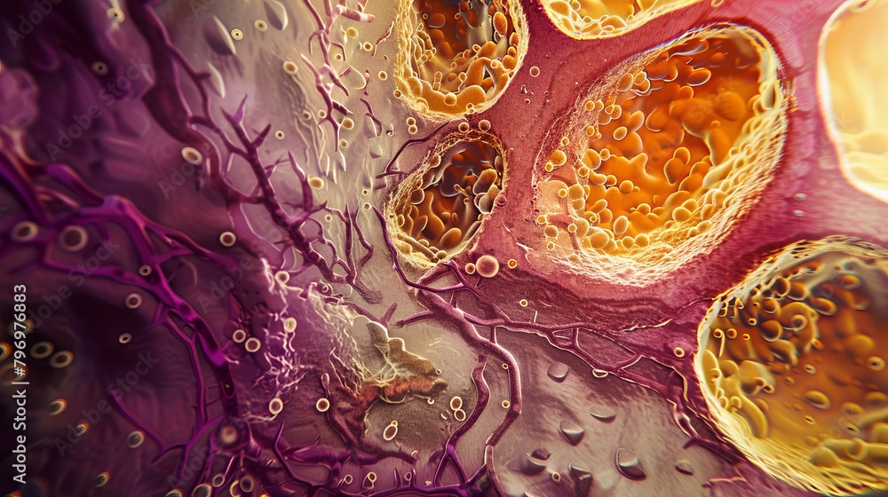 Ovarian follicular cyst, light micrograph, photo under microscope ...
