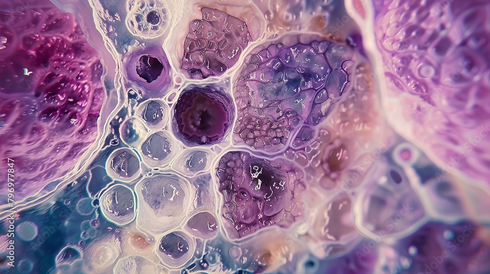 Ovarian follicular cyst, light micrograph, photo under microscope ...