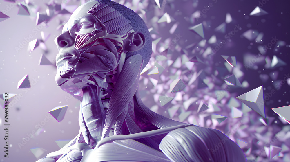 3D visualization of a human shoulder encompassed by strange medical ...