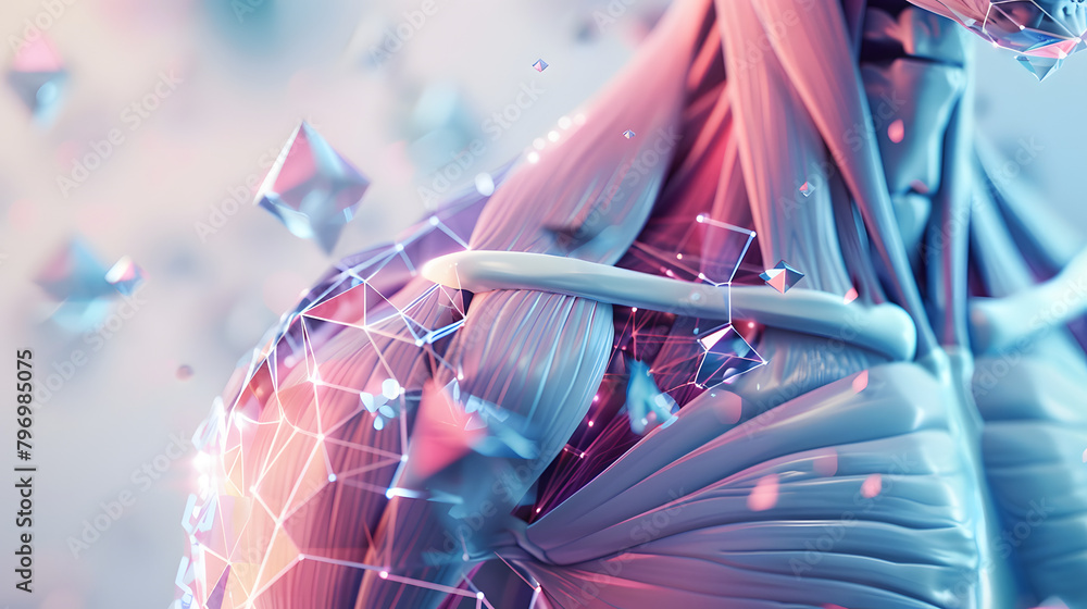 3D visualization of a human shoulder enveloped by unusual medical ...