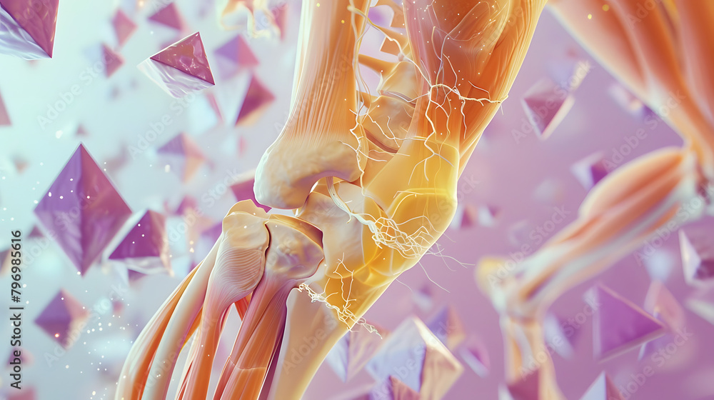 3D visualization of a human thigh surrounded by odd medical windows and ...