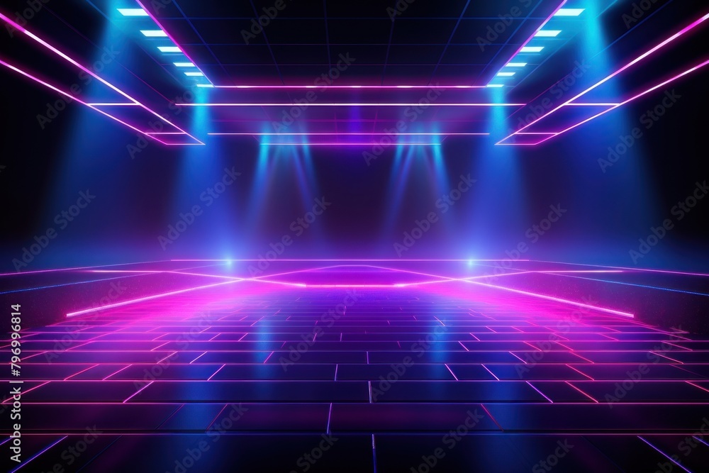 Neon night Club backgrounds light stage. Stock Illustration | Adobe Stock
