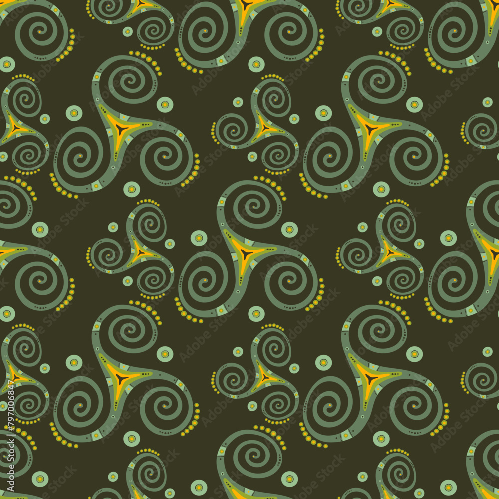 Ancient triple spiral celtic triskele sacred symbol endless pattern ...