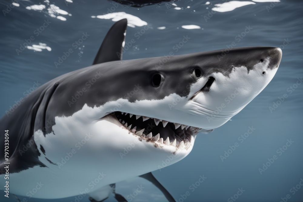 'mexico swimming close ocean guadalupe great pacific white shark front ...