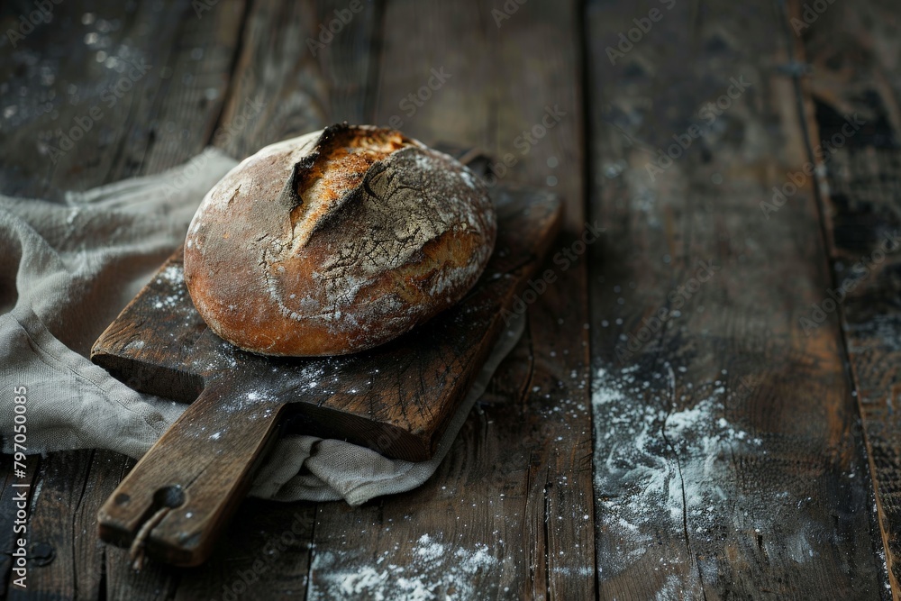 home - baked sourdough bread loaf, multiple stages from dough to final ...