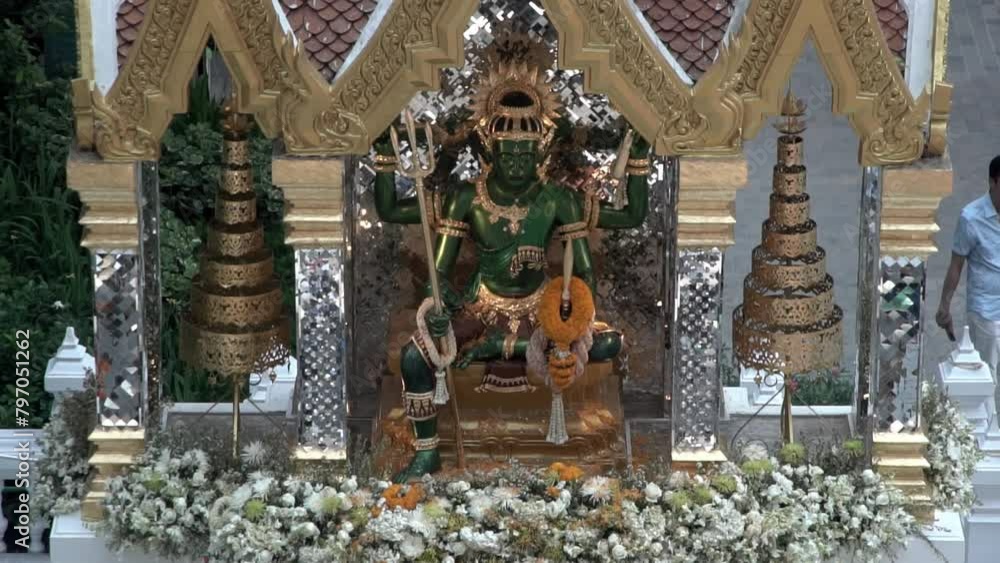Indra Hindu god statue, Phra Indra Shrine, Sakka god Stock Video ...